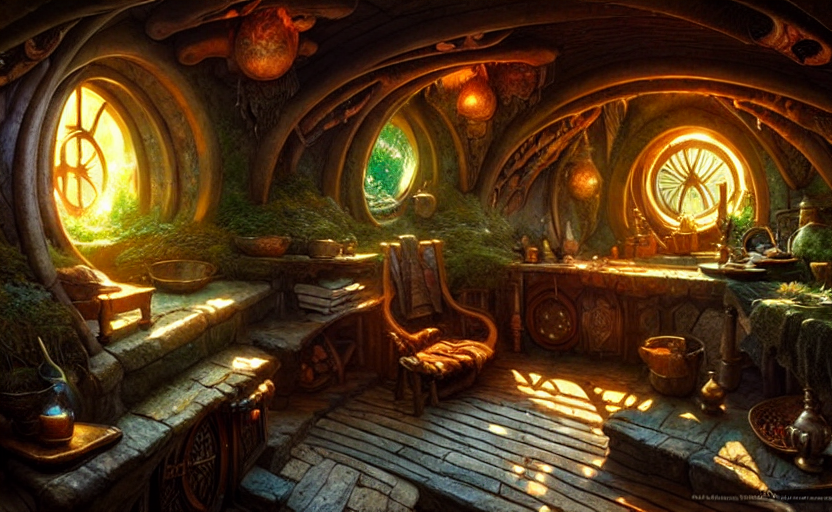 prompthunt: hobbit house interior, fantasy atmosphere, intricate ...