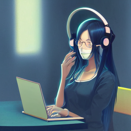 Anime Girl With Silver Hair And Headphones