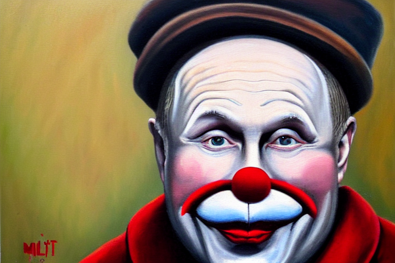 Sad Hobo Clown Painting