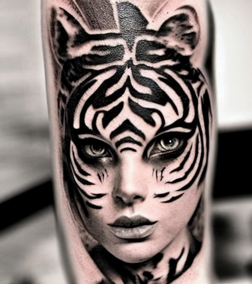 Realistic White Tiger Tattoo