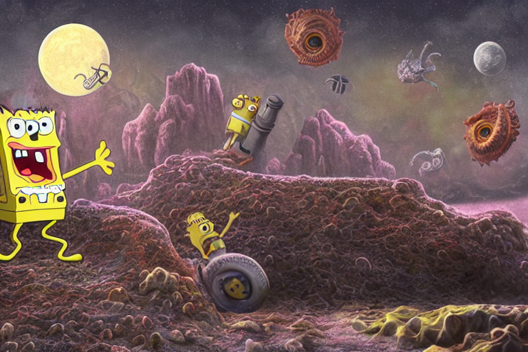 prompthunt: Spongebob Cthulhu chimera on the photorealistic lunar ...