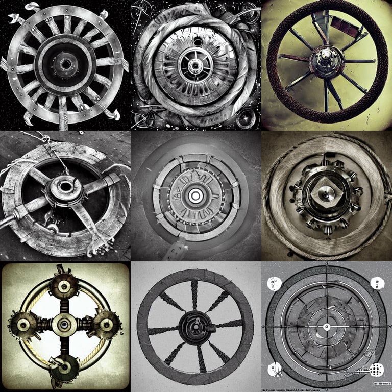 prompthunt: a rotating wheel. Turning an axle. Grinding. Bolthead ...