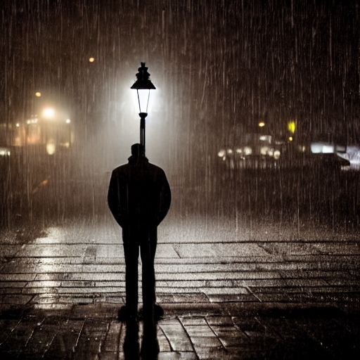 Lonely Person In Rain