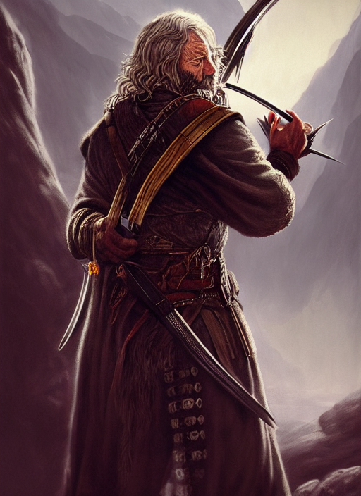 prompthunt: grizzled assassin with gun belt, lord of the rings, tolkien ...
