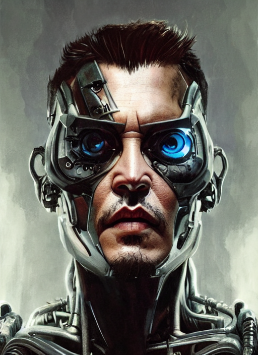Terminator Half Robot Face