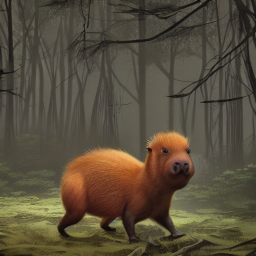 prompthunt: capybara monster creature in a dark forest, disturbing ...
