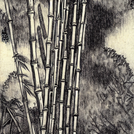Bamboo Tree Pencil Drawing