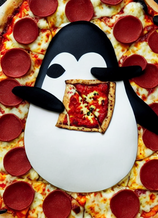 Penguin Eating Pizza