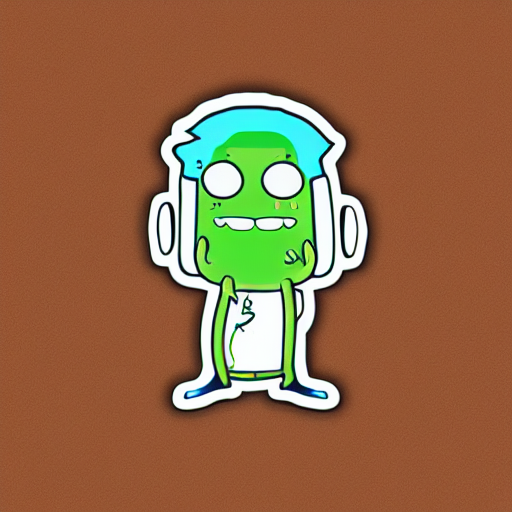 prompthunt: a pickle-rick, svg sticker, vector art, wearing headphones ...