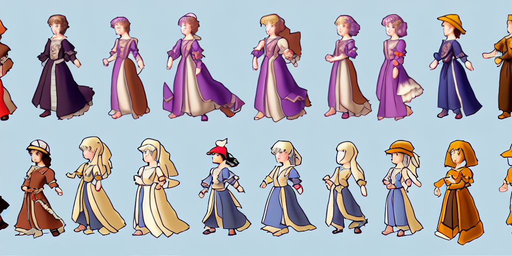 prompthunt: walking animation sprite sheet of a girl in a renaissance ...