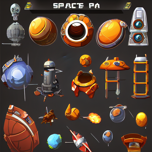 prompthunt: props space game design pack. Assets item collection, 2.5d ...