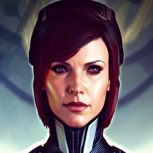 prompthunt: portrait of a female Commander Shepard from Mass Effect, D ...