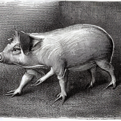Pig Walking On Hind Legs