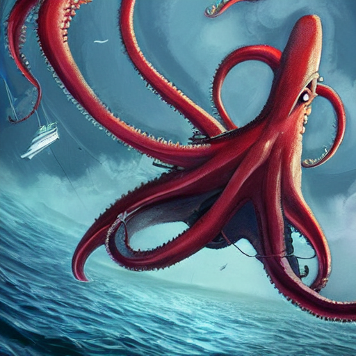 Colossal Squid Attacks Ship