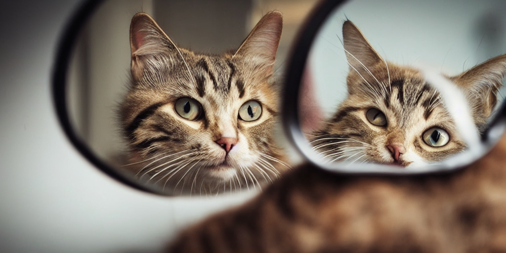 Cat Looking In Mirror