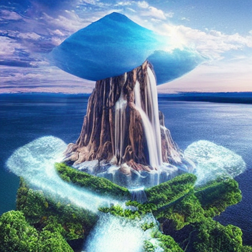 prompthunt: “floating island in the sky, with a waterfalls, 4k image ...