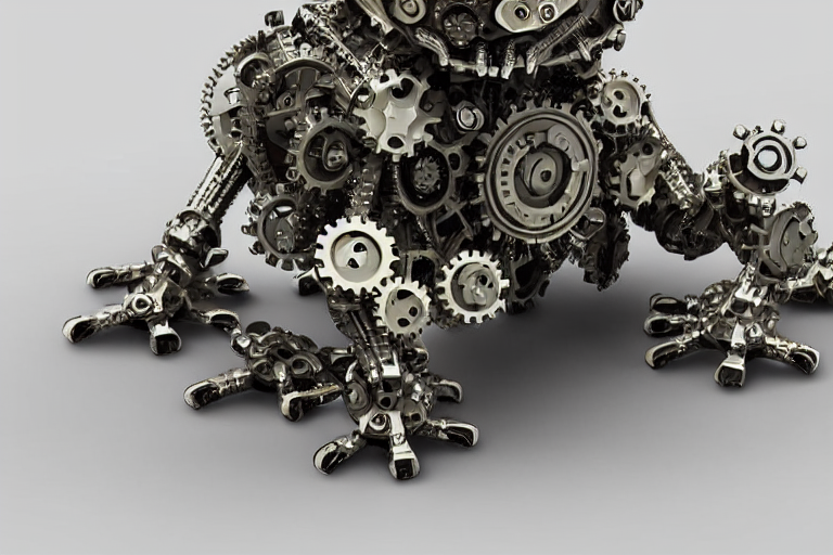 prompthunt: cyberpunk frog made of cogs and gears, futuristic robot ...