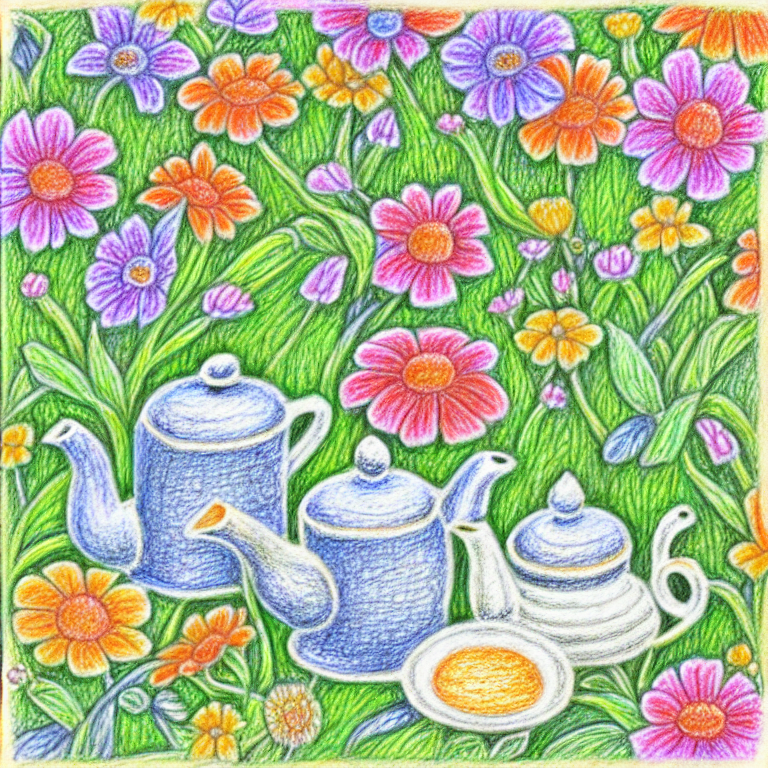 Flower Garden Pencil Drawing