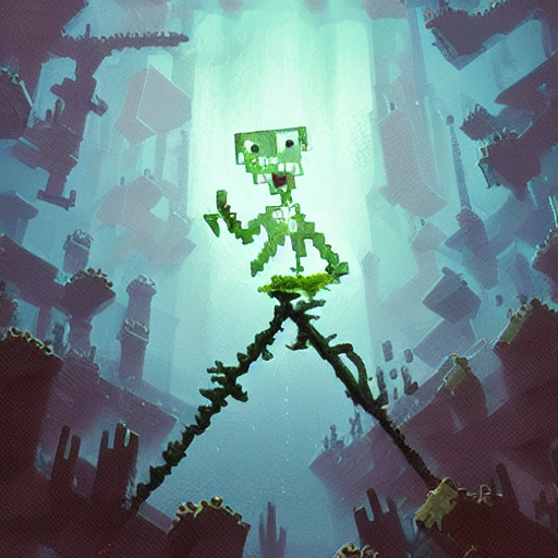 prompthunt: painting by greg rutkowski of a minecraft drowned zombie ...