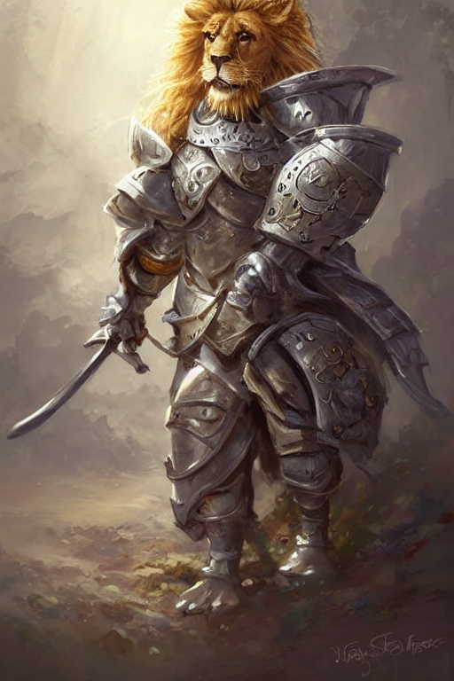 prompthunt: cute little anthropomorphic Lion knight wearing a cape and ...