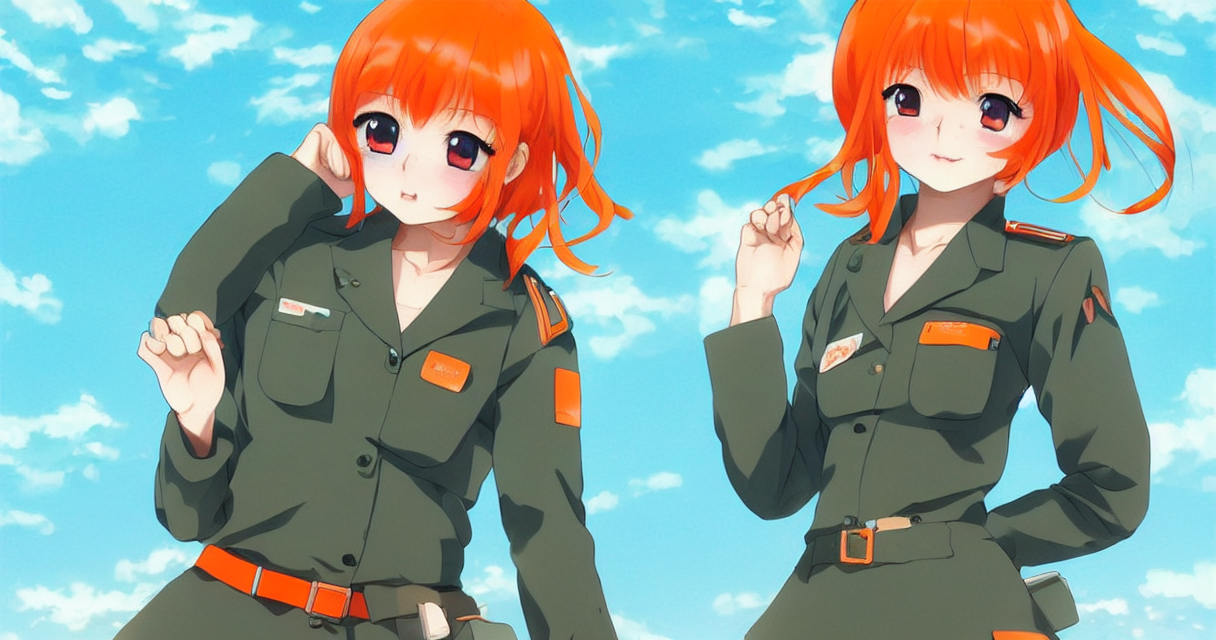 Anime Girl With Orange Hair And Blue Eyes