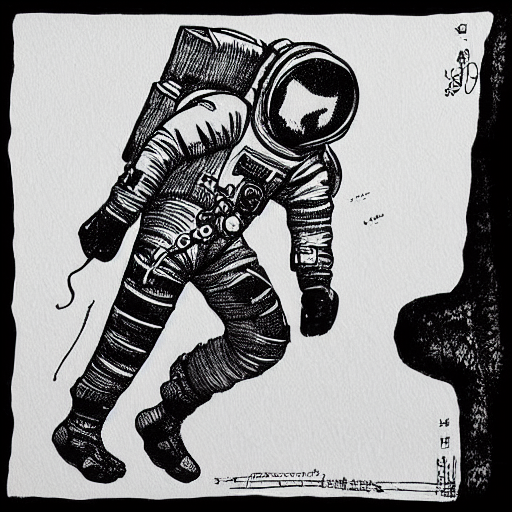 Astronaut Ink Drawing