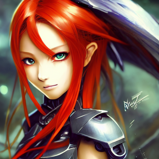 Anime Girl With Red Hair And Gold Eyes