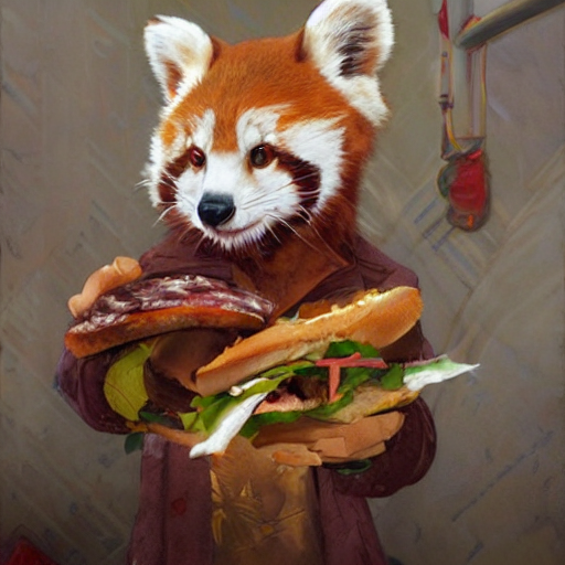 Red Panda Eating A Sandwich