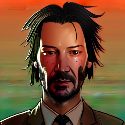 prompthunt: keanu reevez in the art style of disco elysium