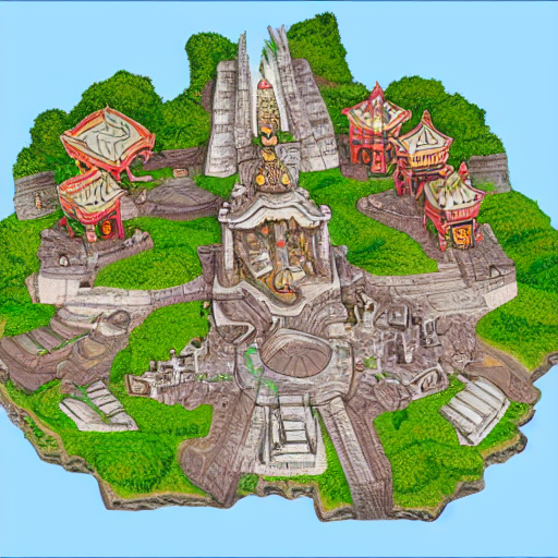 prompthunt: top - down handpainted rpg map of a temple in the clouds ...