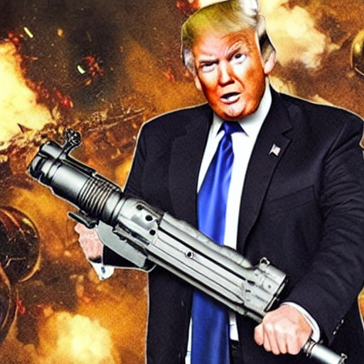 prompthunt: Donald Trump holding the death machine minigun from call of ...