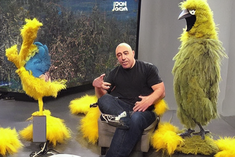 prompthunt: “ big bird as a guest on joe rogan experience