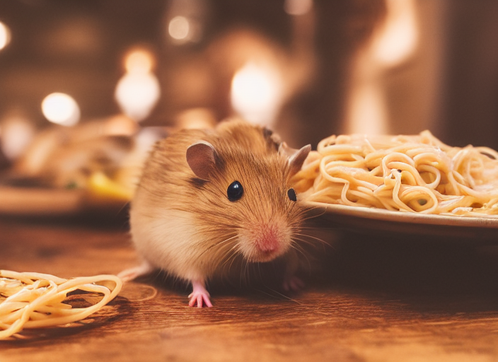 Hamster Eating Spaghetti