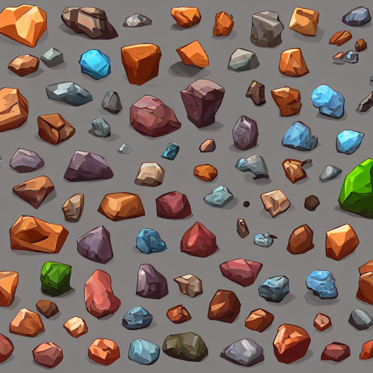 prompthunt: a 2 d rock game design asset pack, game assets, stylized ...
