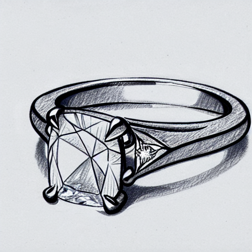 Detailed Diamond Ring Drawing