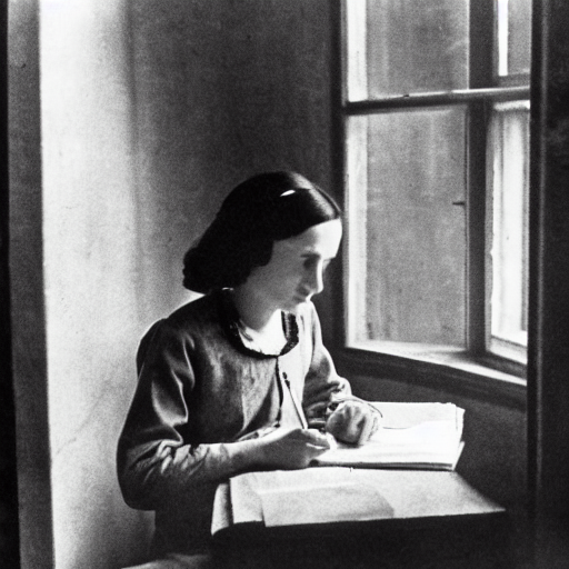 Anne Frank Writing In Her Diary