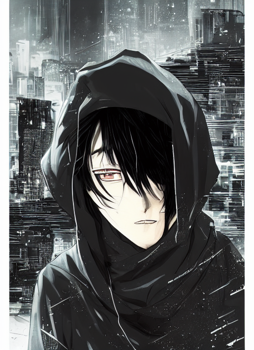 Black Haired Anime Boy Hoodie