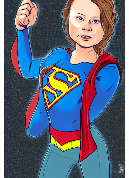 prompthunt: greta thunberg as supergirl, detailed digital art, trending ...