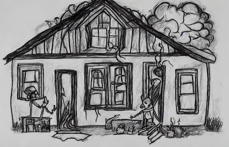 House On Fire Drawing