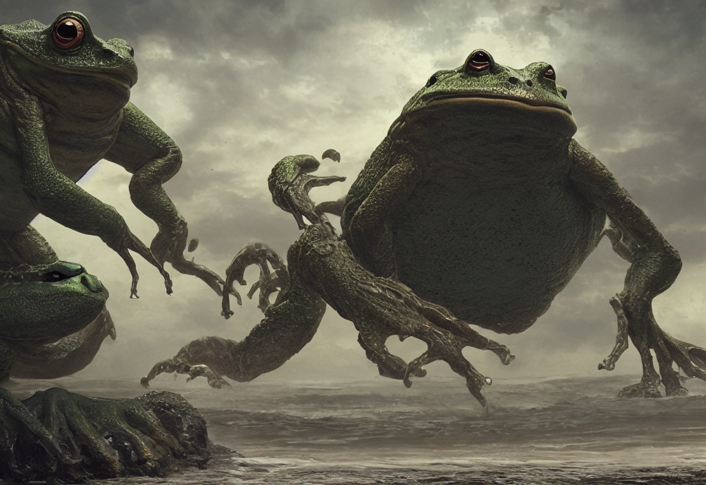prompthunt: giant frog monster on the beach, fantasy boss battle ...
