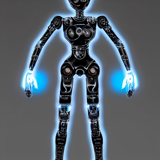 prompthunt: digitigrade legs silver and black colored robot with blue ...