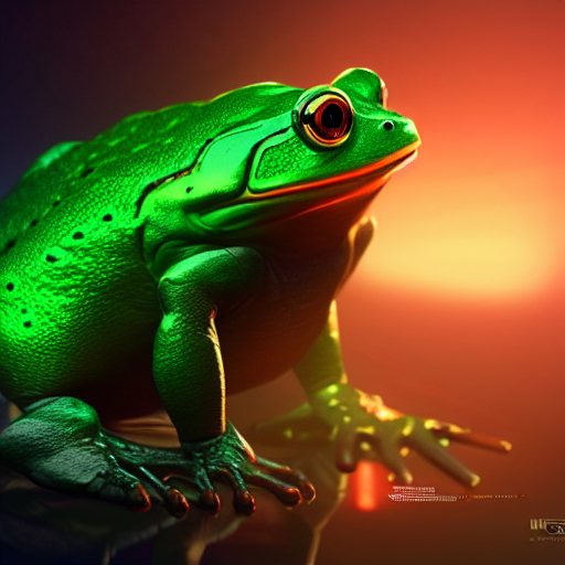 prompthunt: illuminated cyber frog, vivid colors, high details ...