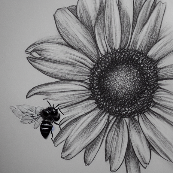 Honey Bee Flower Drawing