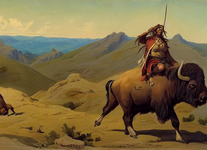 Riding Bison
