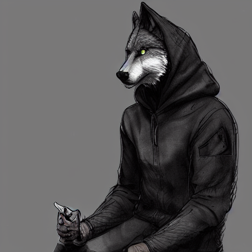 Sad Black Wolf