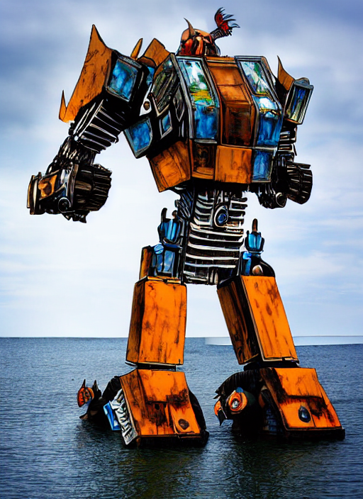 prompthunt: A giant bipedal autobot transformer made out of pirate ship ...
