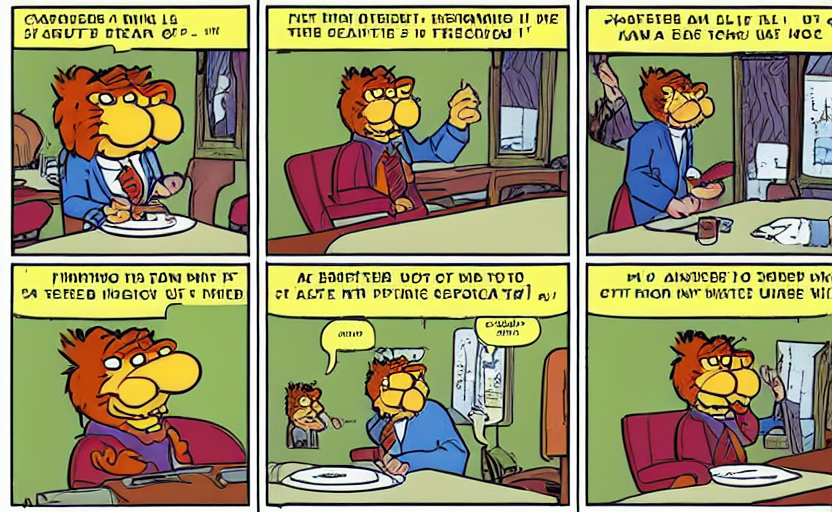 prompthunt: a 3 panel Garfield comic. The first panel is Garfield ...