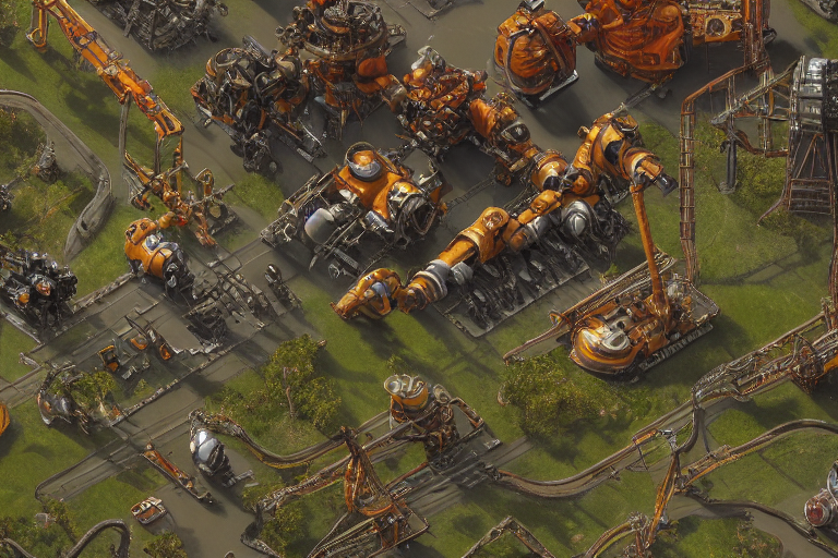 prompthunt: factorio, art by den beauvais and rudolph belarski and ...
