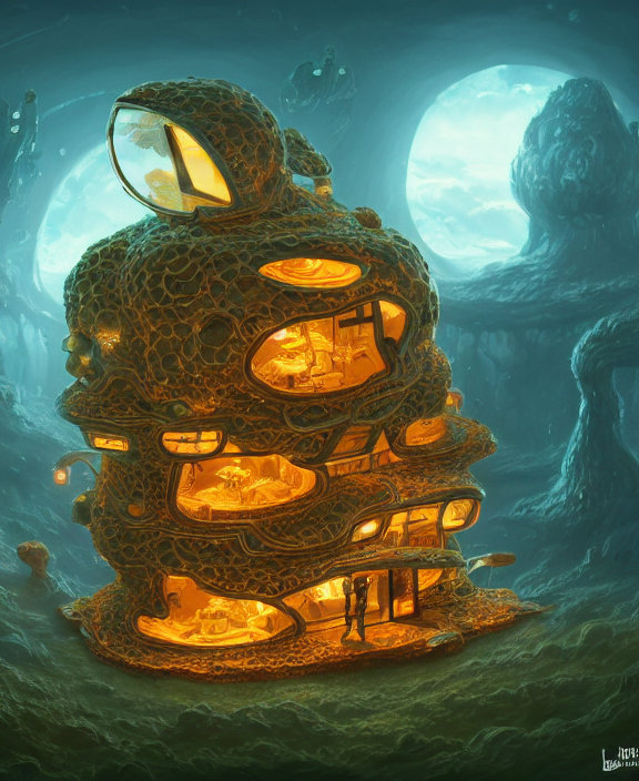 prompthunt: an elegant dollhouse made out of exotic fungus, overgrown ...