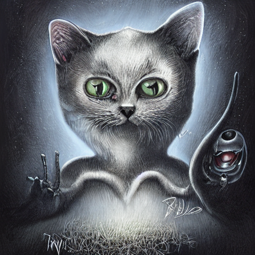 prompthunt: an illustration of a cursed alien cat by Ed Binkley